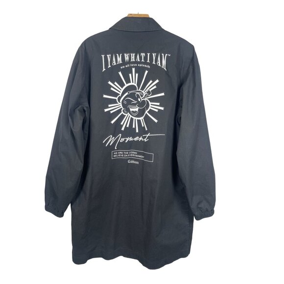 Cabbean | Jackets & Coats | Popeye X Cabbeen Embroidered Black Trench ...